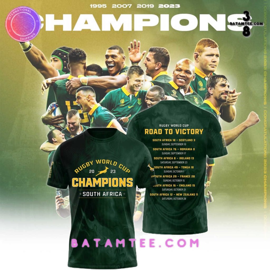 South Africa Springboks Rugby WC 2023 Champions T-Shirt - Batamtee Shop ...